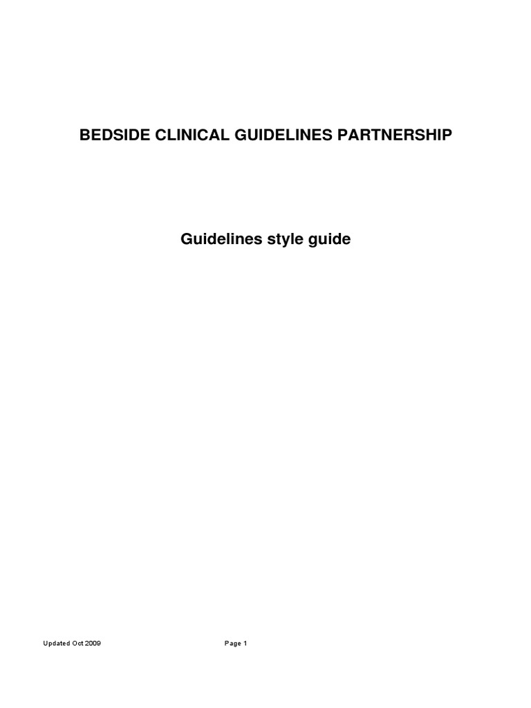 Bedside Clinical Guidelines Partnership Guidelines Style Guide | PDF