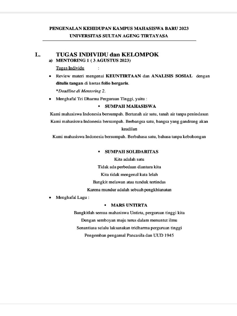 Tugas PKKMB 2023 | PDF