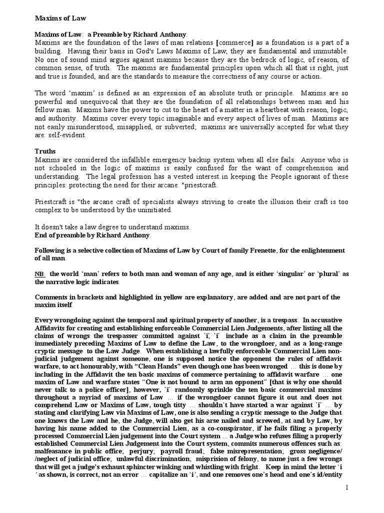 Foundations of Law: Maxims Explained | PDF | Law