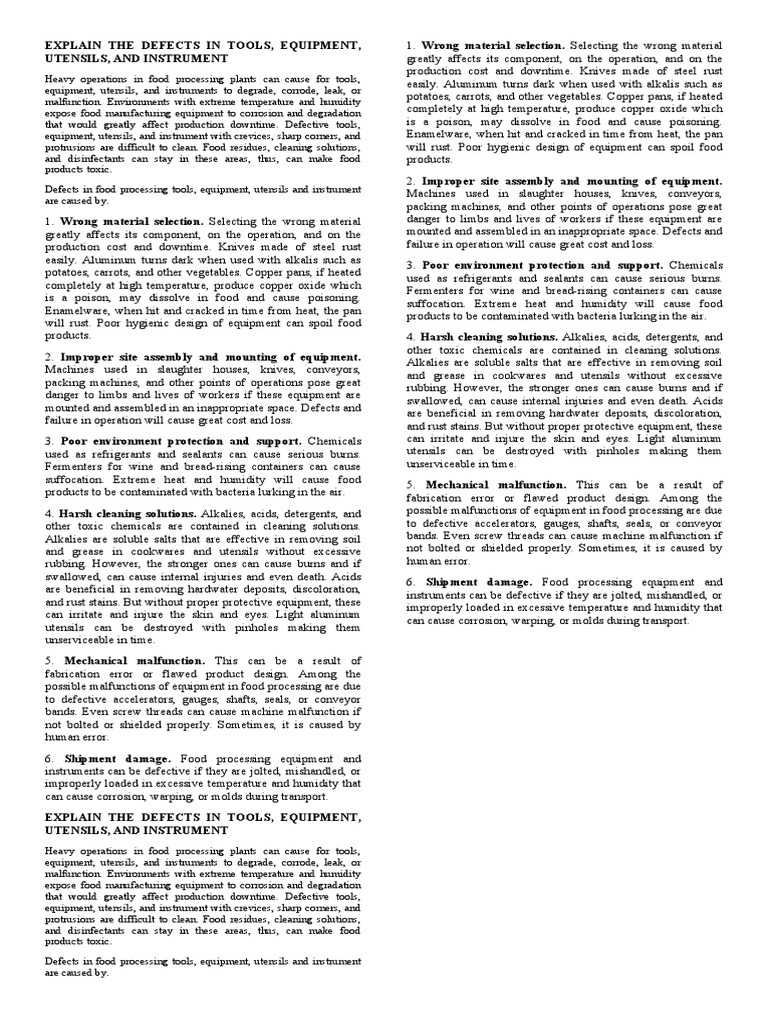 Explain The Defects in Tools | PDF