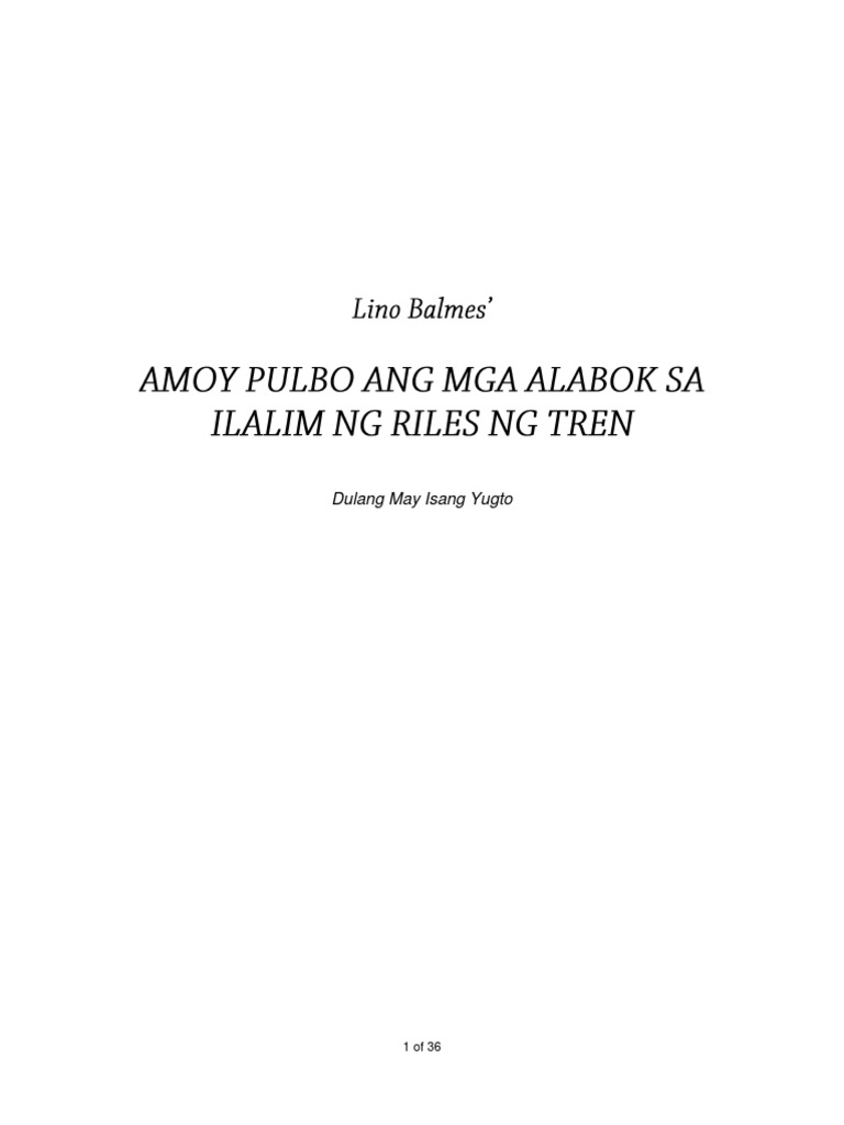 1 - Amoy Pulbo Ang Mga Alabok Sa Ilalim NG Riles NG Tren | PDF