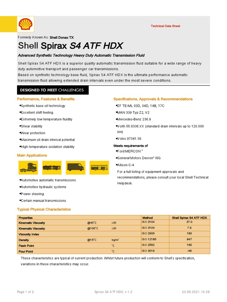 Shell Spirax S4 ATF HDX-TDS | PDF