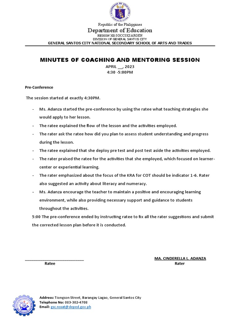 Minutes of Meeting Form Pre Con and Post Con | PDF