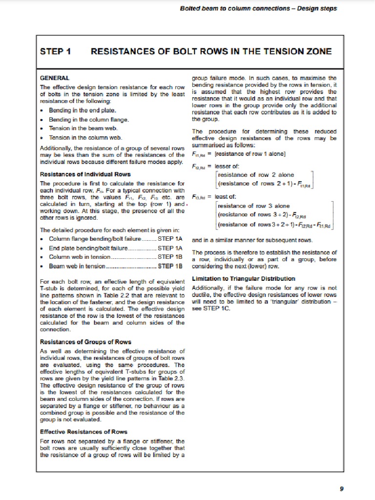 Bolted Beam To Column Connections-Design Step 1.1 | PDF