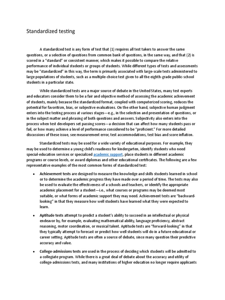 Standardized Testing | PDF | Standardized Tests | Learning Disability