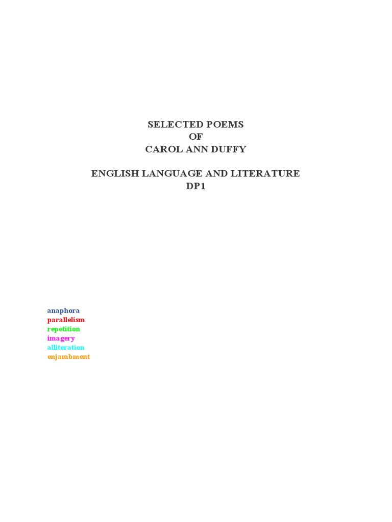 Carol Ann Duffy Poems - Text | PDF
