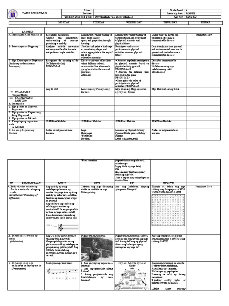 DLL Mapeh g4 q2 w1 | PDF