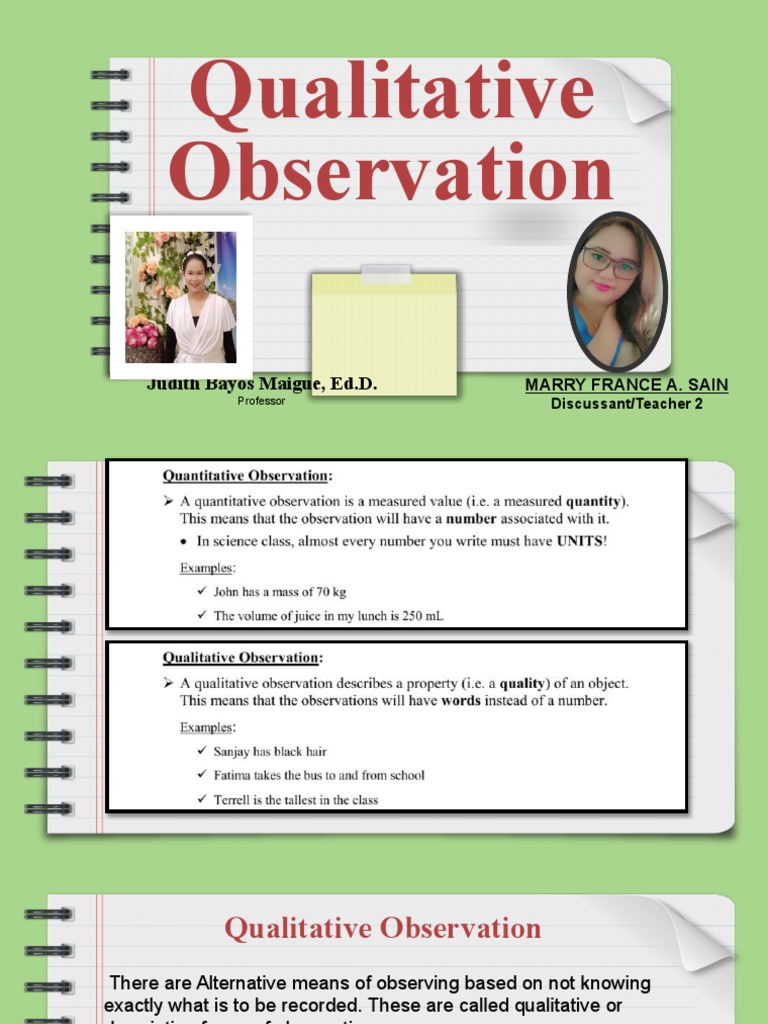 26 Qualitative Observation Marry France A. Sain | PDF | Quantitative ...