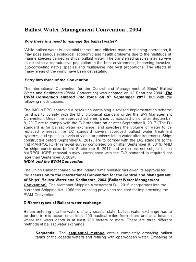 Ballast Water Management Convention | Download Free PDF | Water ...