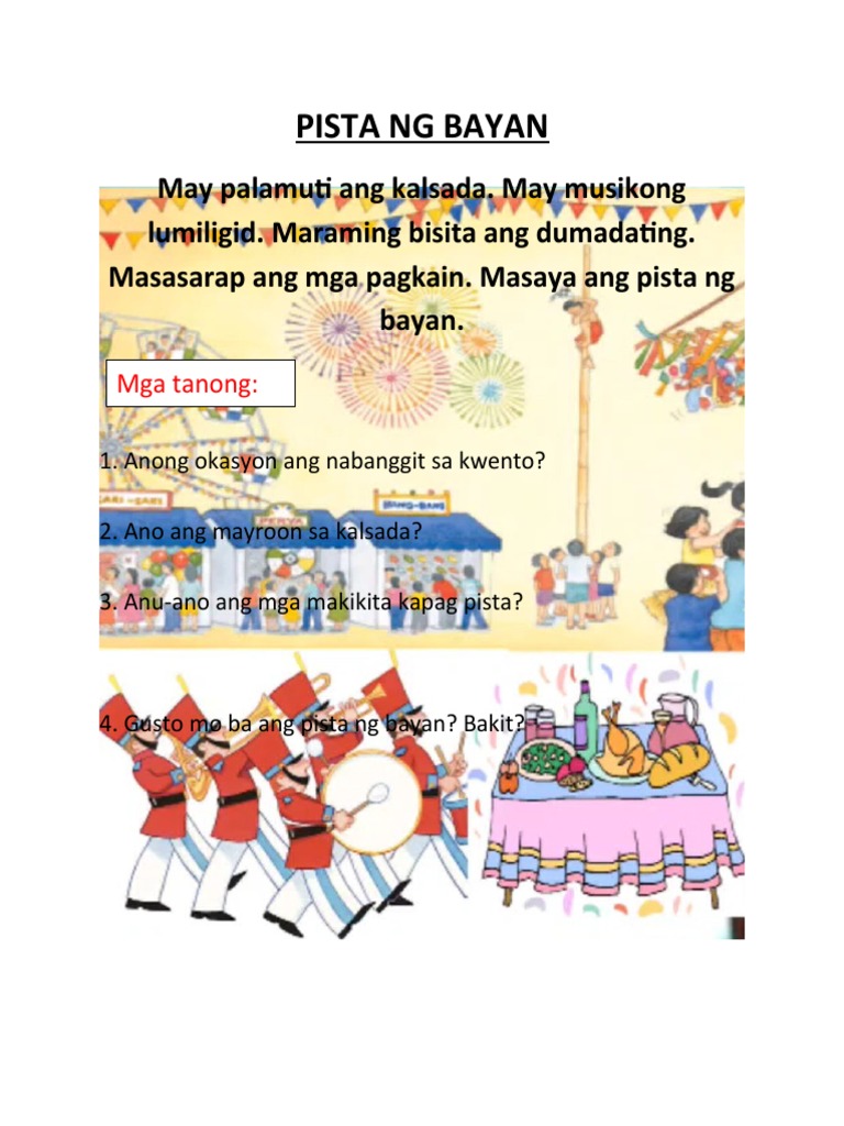 Pagsasanay Sa Pag Basa PISTA NG BAYAN | PDF