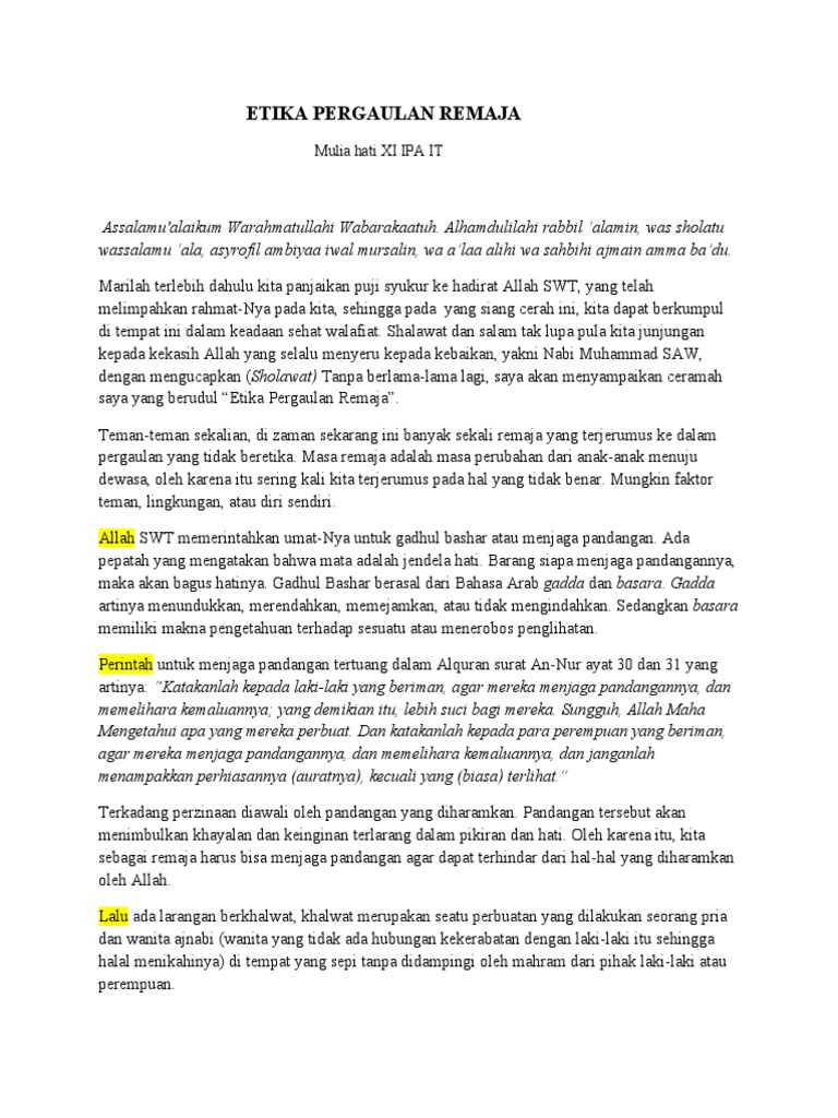 Etika Pergaulan Remaja | PDF