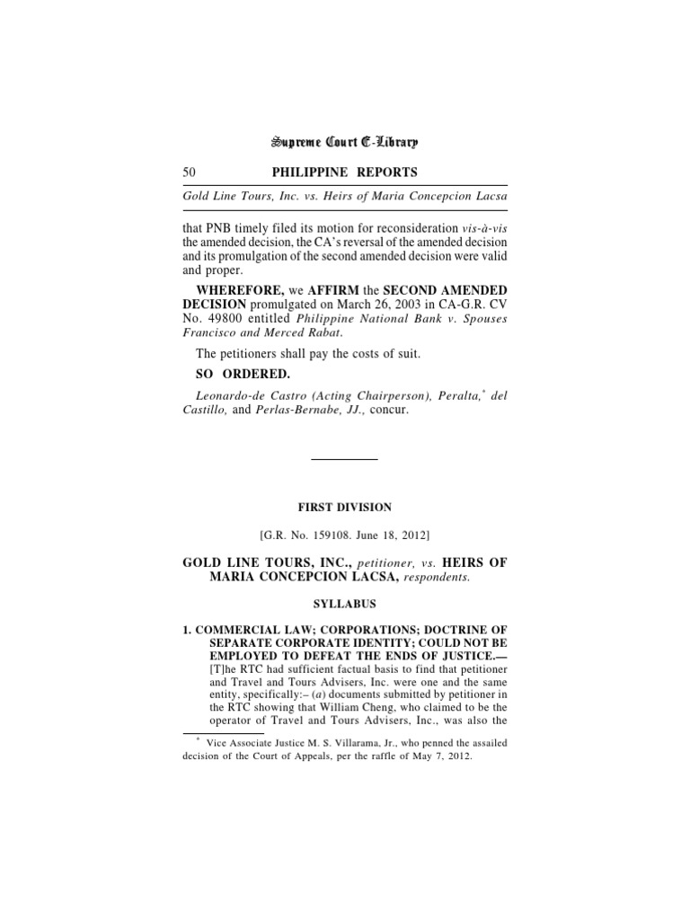 G.R. No. 159108 Piercing of Corporate Veil | PDF