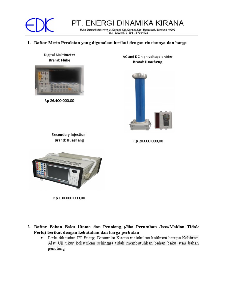 Lampiran Harga Test | PDF