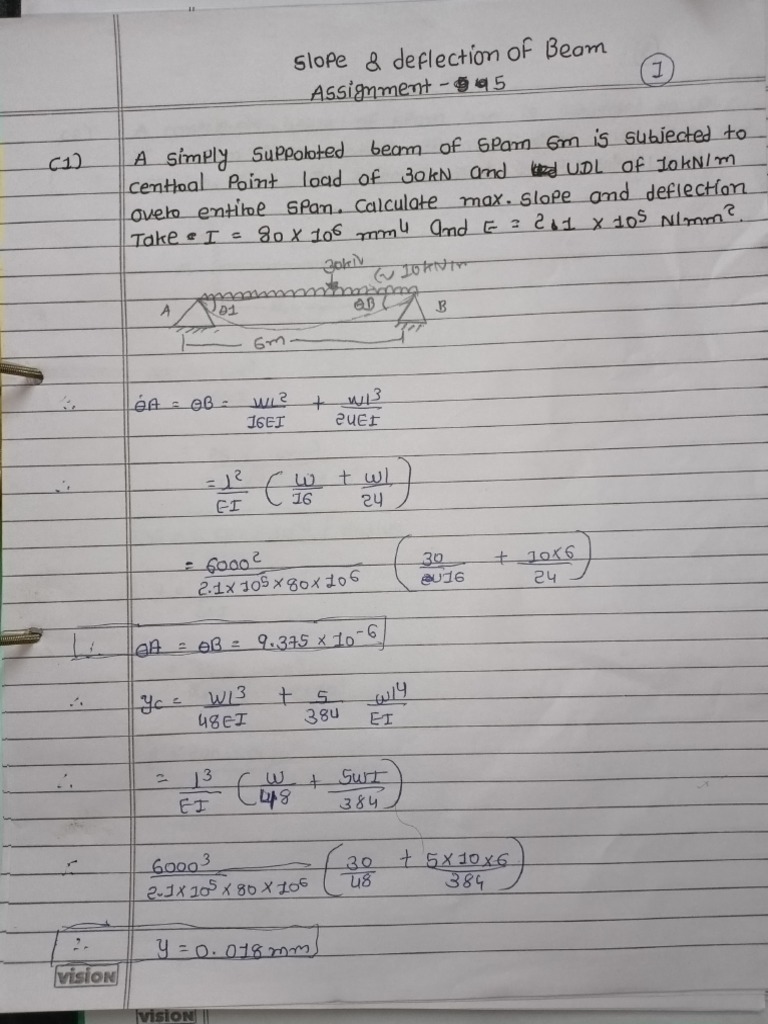 Beam Deflection and Slope Calculation | PDF | Mechanical Engineering ...