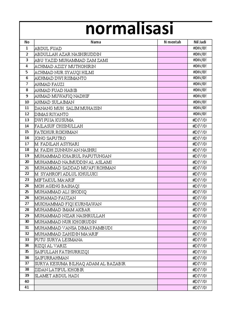 Form Normalisasi Nilai | PDF
