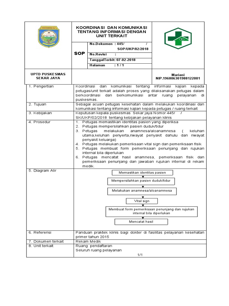 SOP Koordinasi Puskesmas | PDF