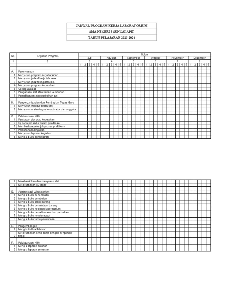 Lampiran Jadwal Proker Lab Juli 2023 | PDF