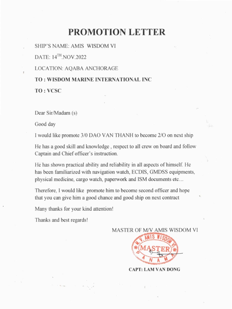 Promotion Letter 2.0 Dao Van Thanh | PDF