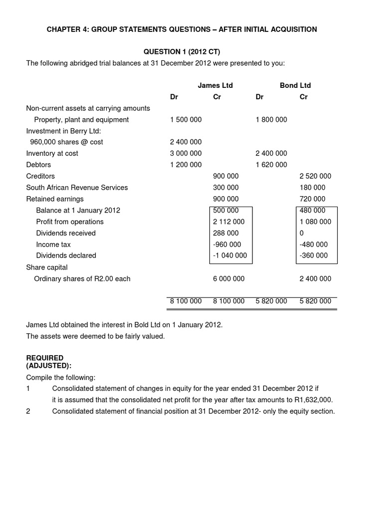 04 Extra Question Pack For Chapter 4 After Initial Acquisition | PDF | Dividend | Retained Earnings