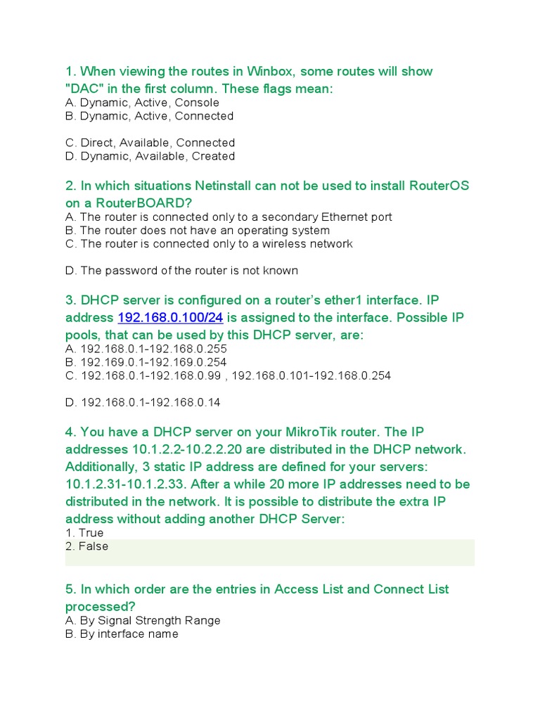 100 Soal MTCNA Part3 | PDF