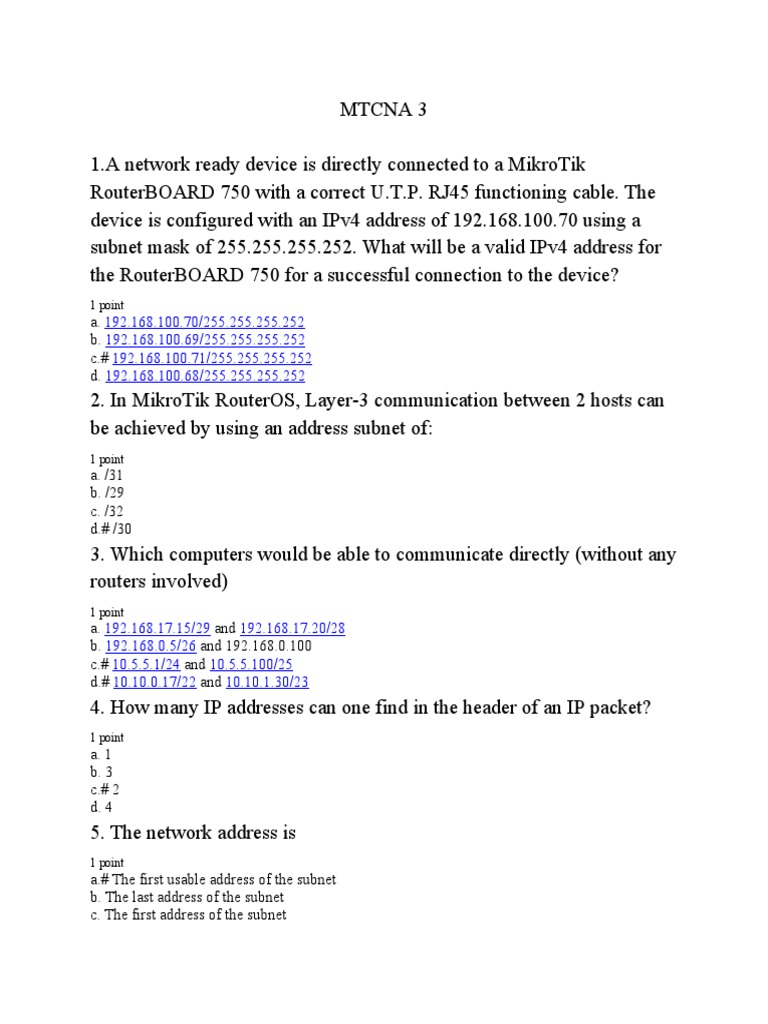 Mtcna 3 2018 | PDF | Ip Address | Internet Protocols
