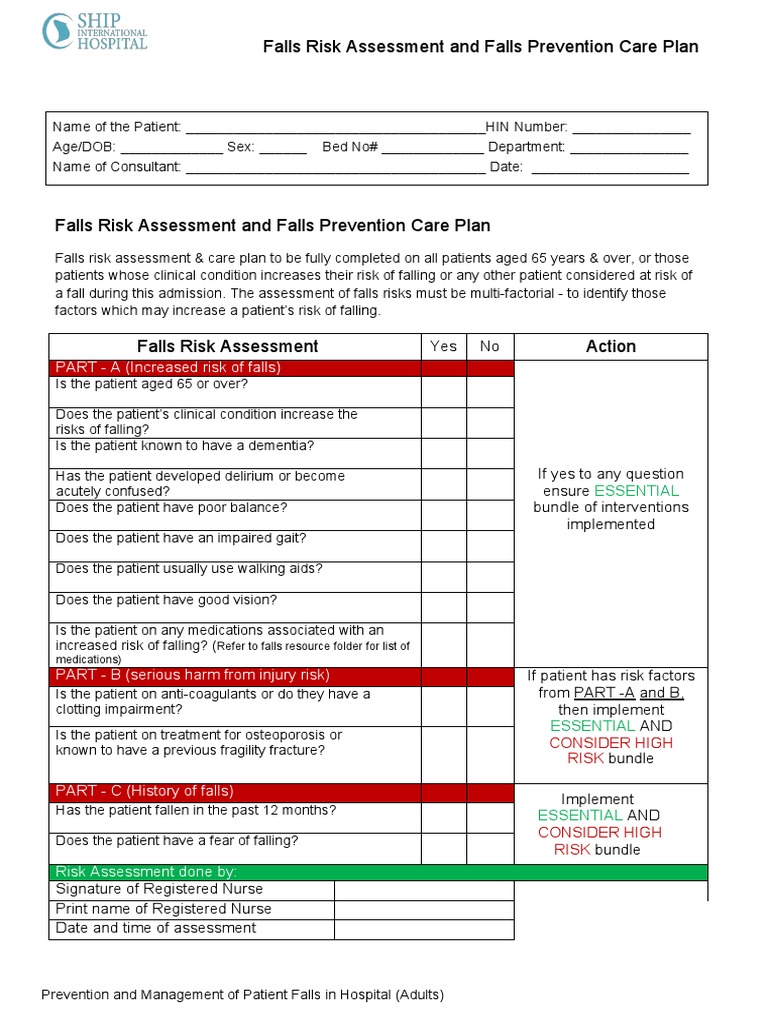 Fall Risk Care Plan NHS PDF | PDF | Patient | Nursing