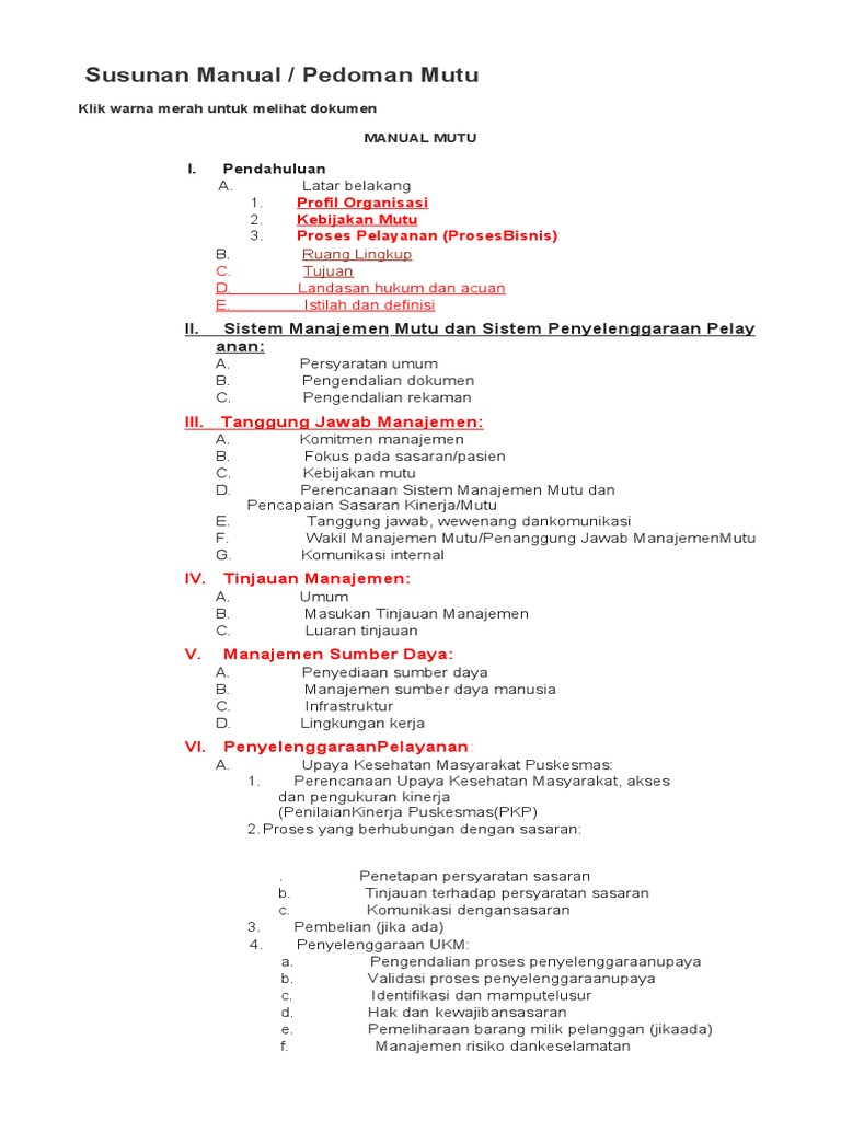 Contoh Susunan Manual Mutu | PDF