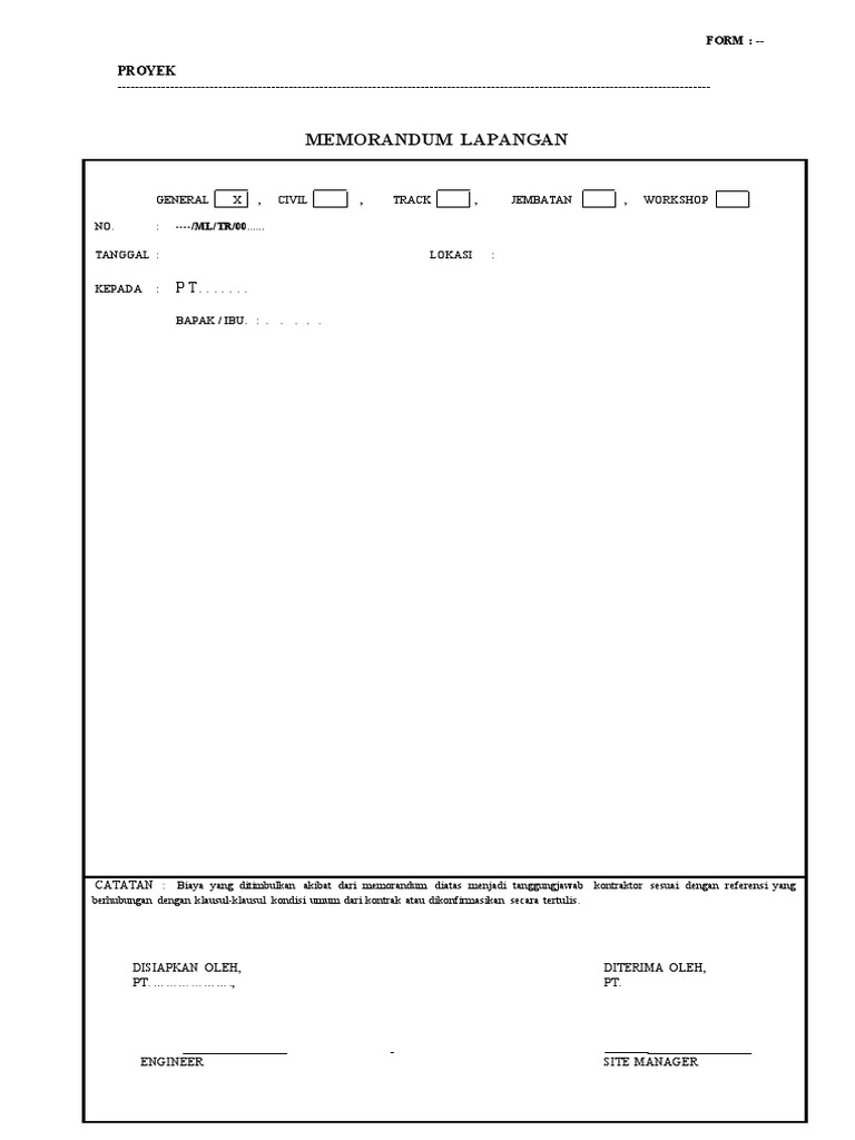 Contoh Site Memorandum for Site Project _ blank | PDF