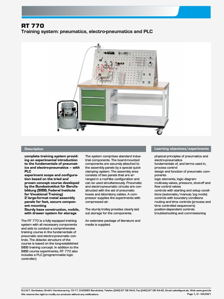 Training System Pneumatics Electro Pneumatics and PLC Gunt 1249 PDF - 1 ...