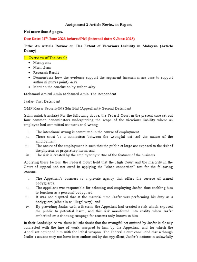 Assignment 2 Article Review Report | PDF