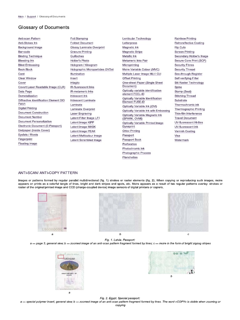 Glossary of Documents - Regula | PDF