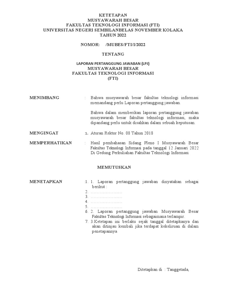 KONSIDERAN LPJ Mubes | PDF | Komputer