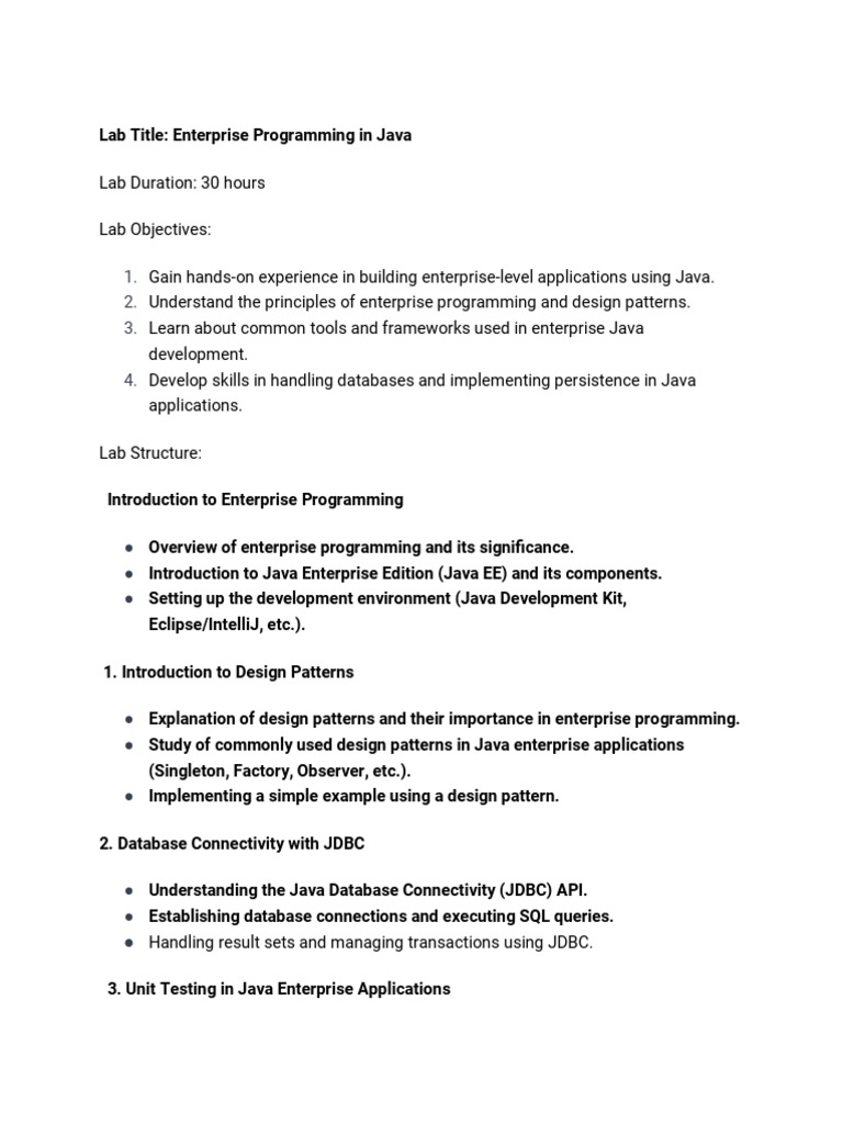 Enterprise Programming Pdf Spring Framework Java Programming Language