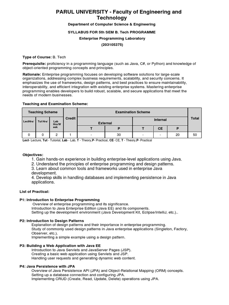 Enterprise Programming Lab | Download Free PDF | Spring Framework | Computer Engineering