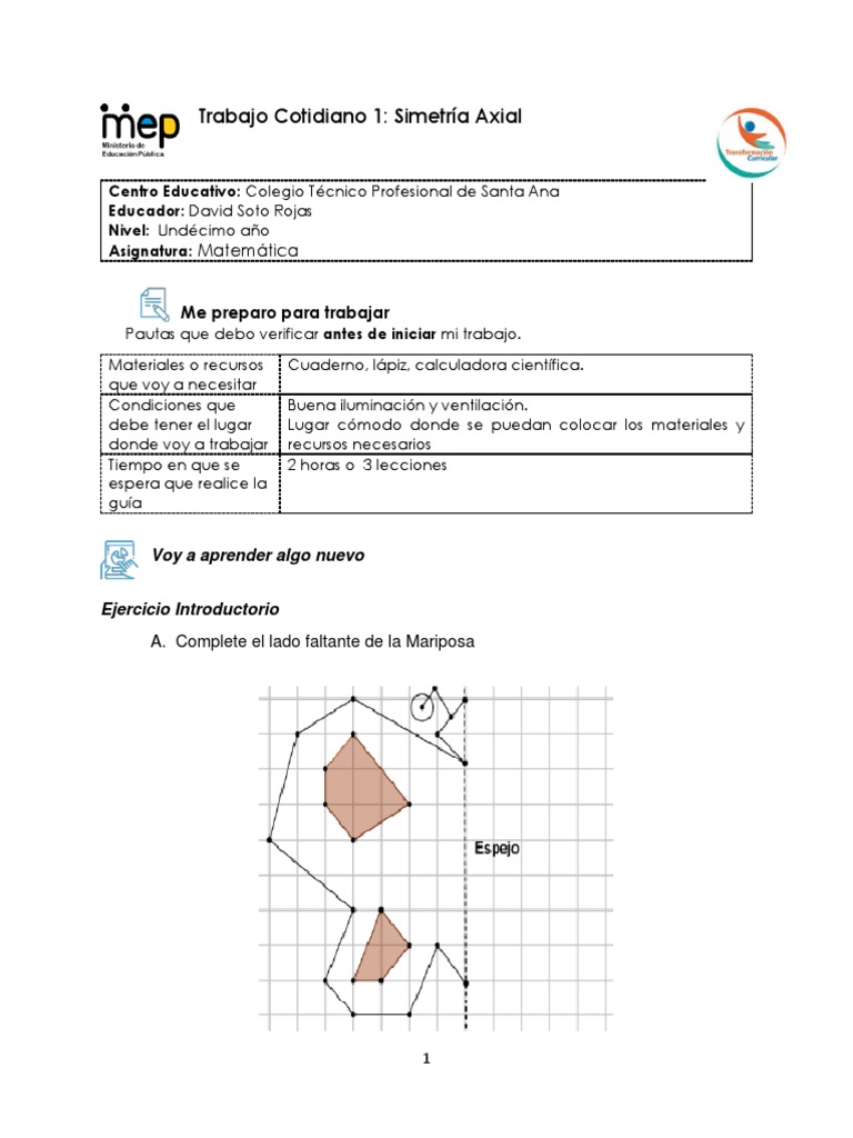 Ejercicios de Simetría Axial en Matemáticas | PDF | Geometría