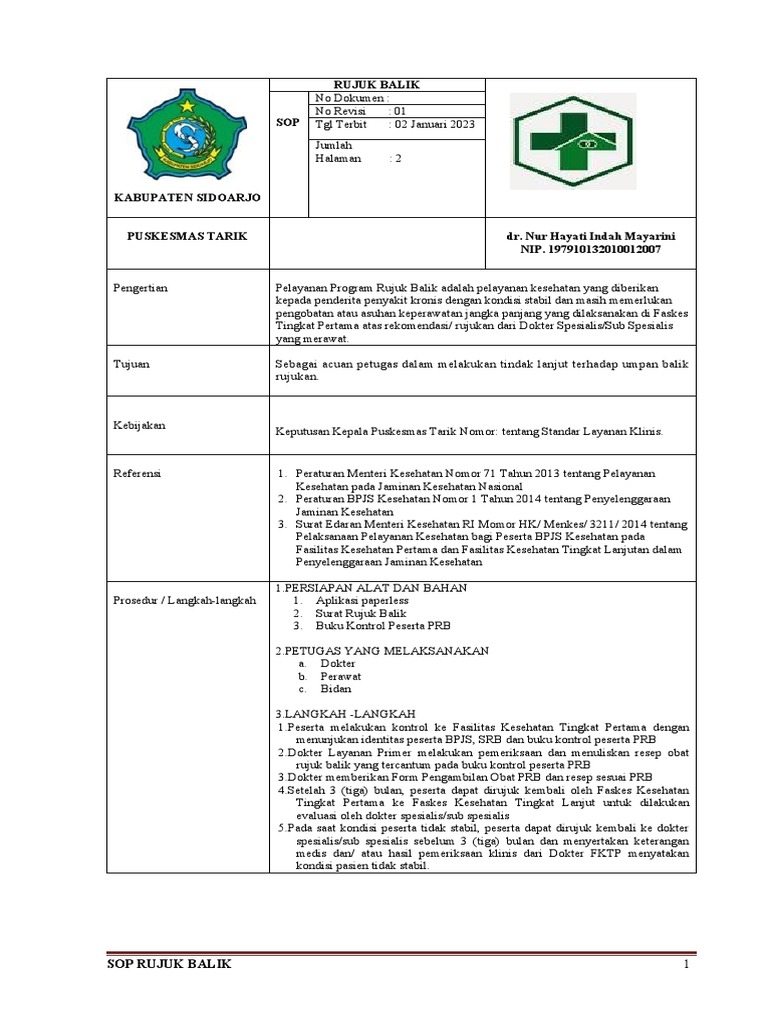 Sop Rujuk Balik | PDF