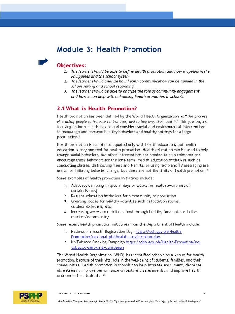 Module 3 Revised v2 For Students | PDF | Health Promotion | Public Health