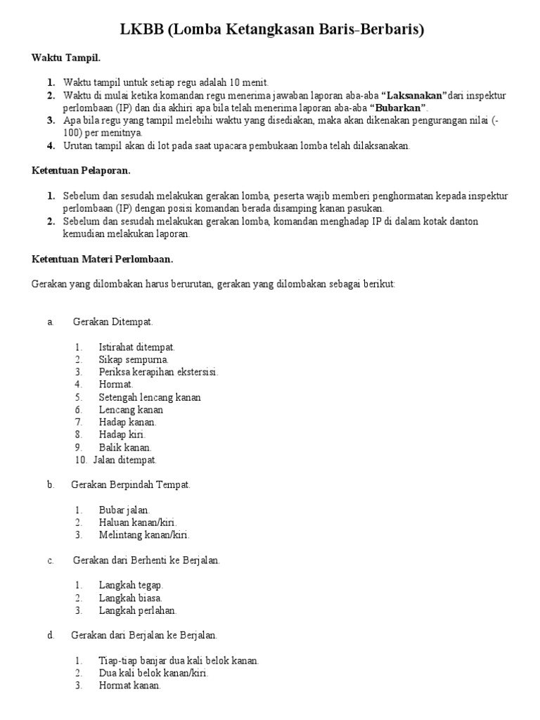 Ketentuan Lomba LKBB | PDF | Olahraga & Rekreasi | Sains & Matematika