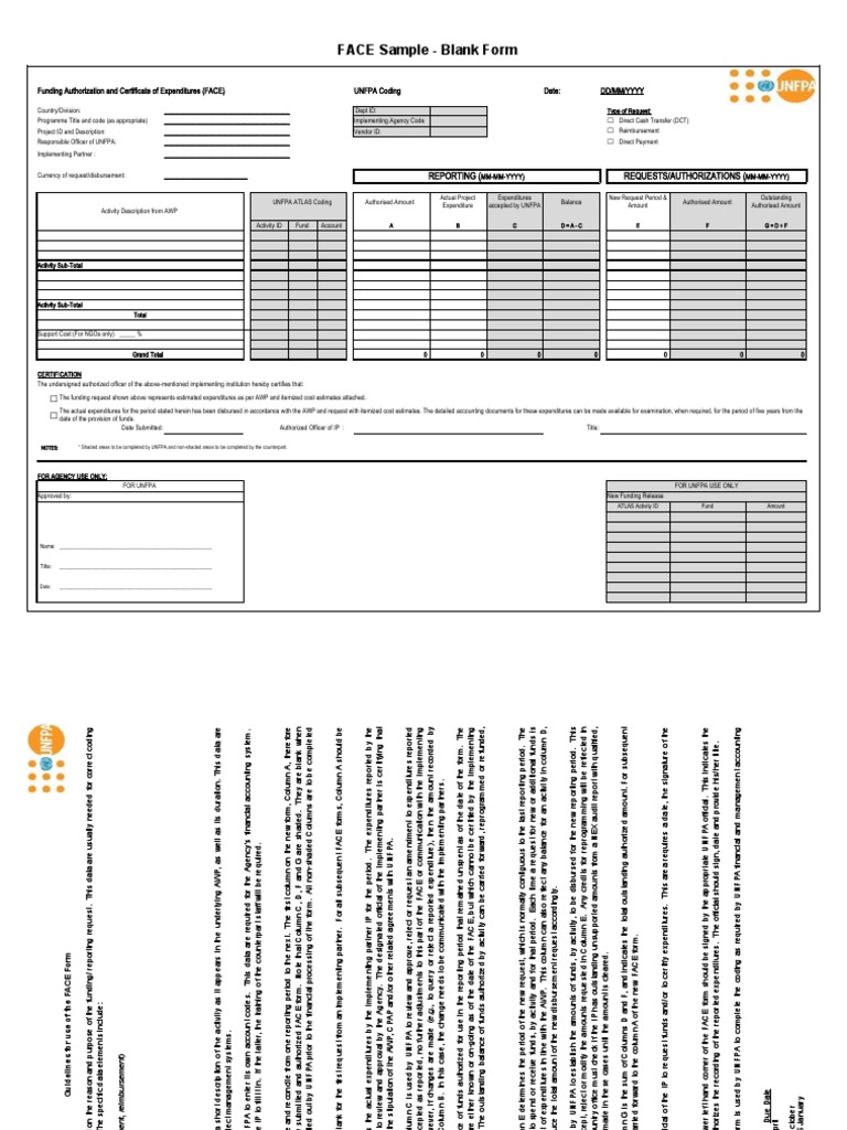 Face Form For Unfpa | PDF | Expense | Business