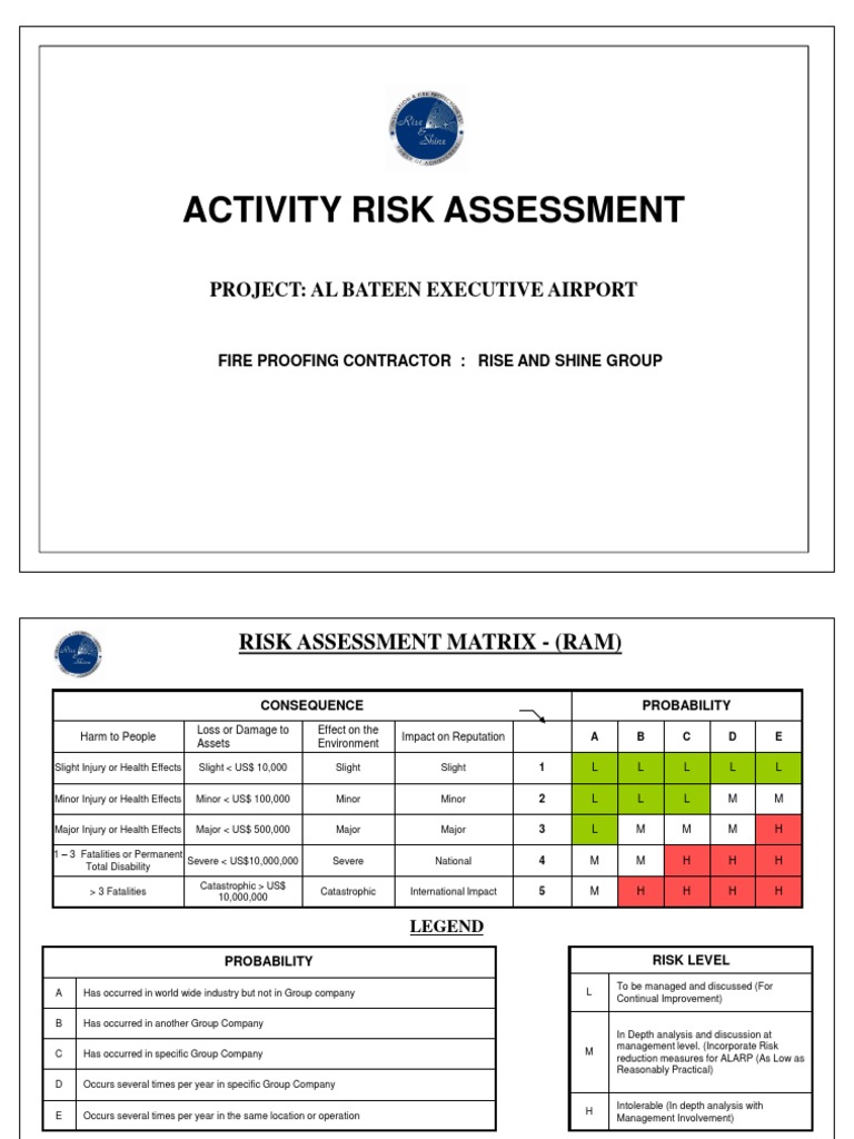 Activity Risk Assessment (Ara) | PDF