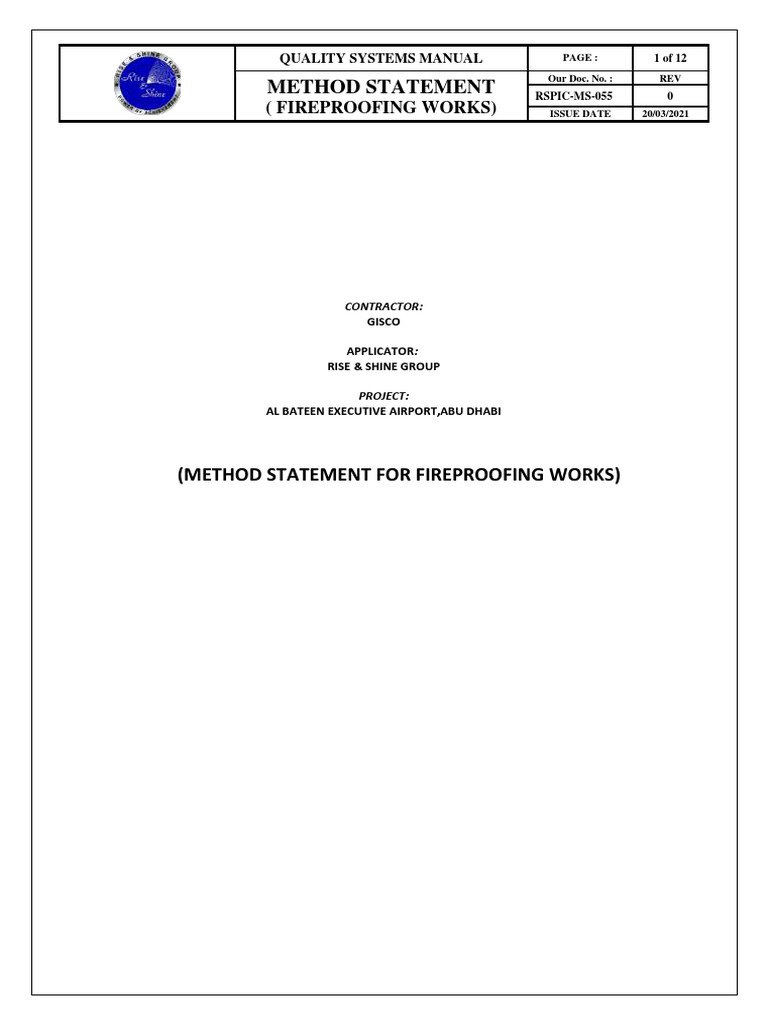 Method Statement | PDF