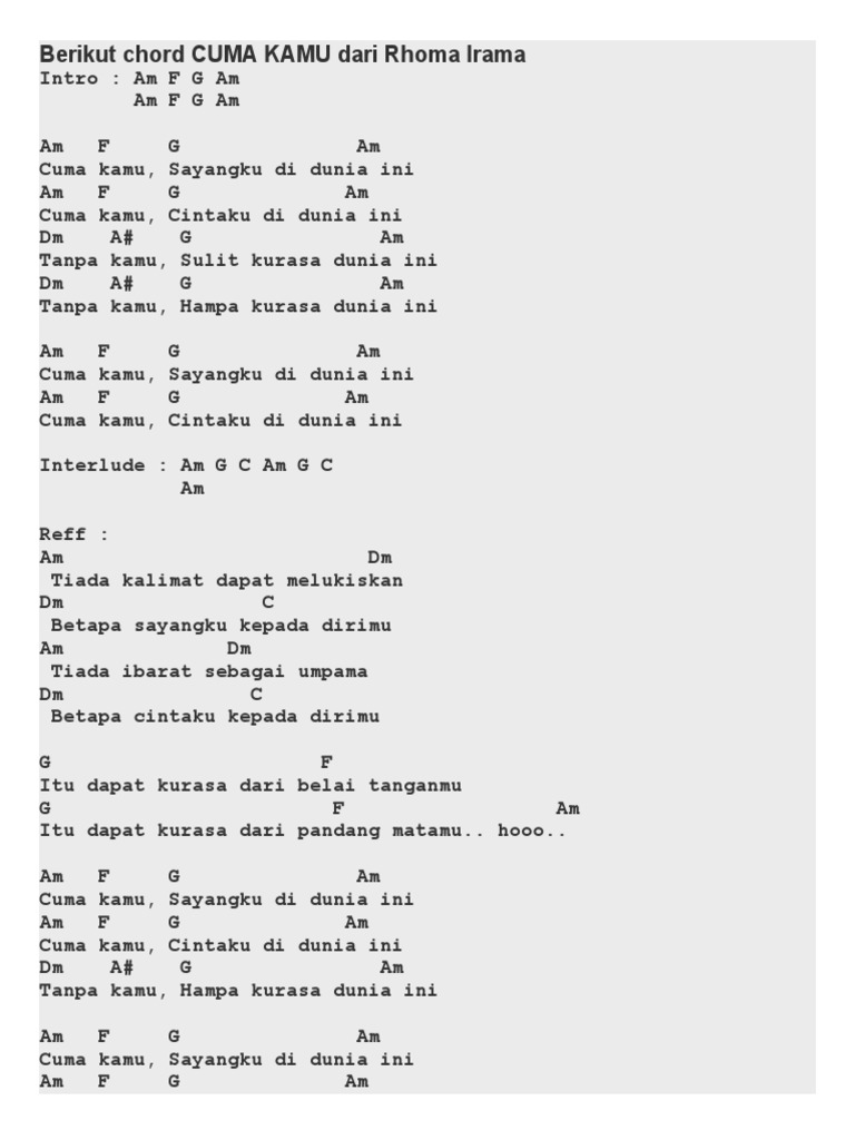 Berikut Chord CUMA KAMU Dari Rhoma Irama | PDF