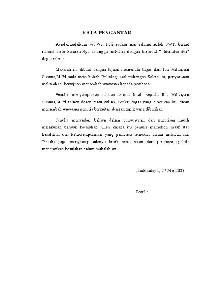 Kata Pengantar Identitas Diri Pdf 