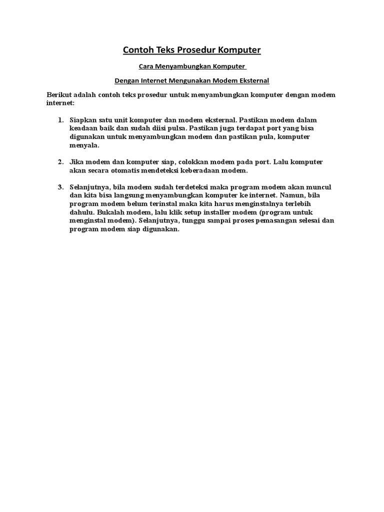 Contoh Teks Prosedur Komputer | PDF