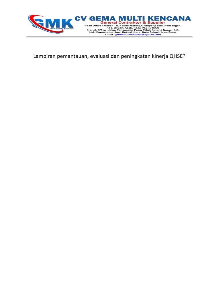 5.a. pemantauan, evaluasi dan peningkatan kinerja QHSE | PDF