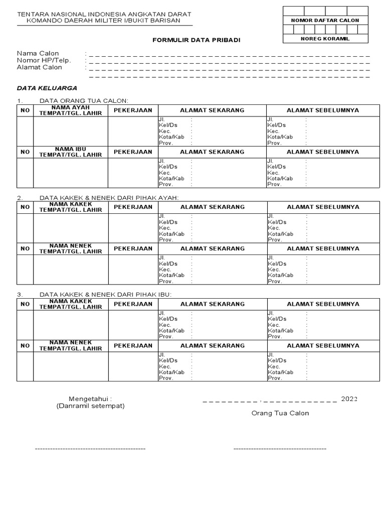 Formulir Data Pribadi | PDF