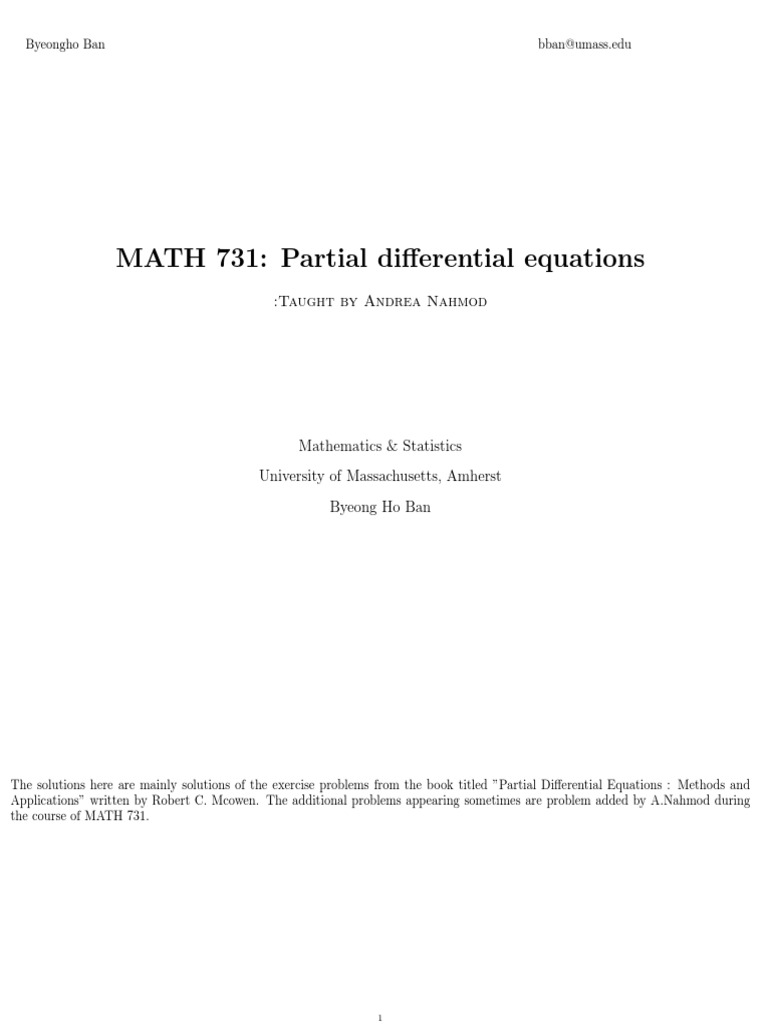 Solution - Partial Differential Equations - Mcowen | PDF