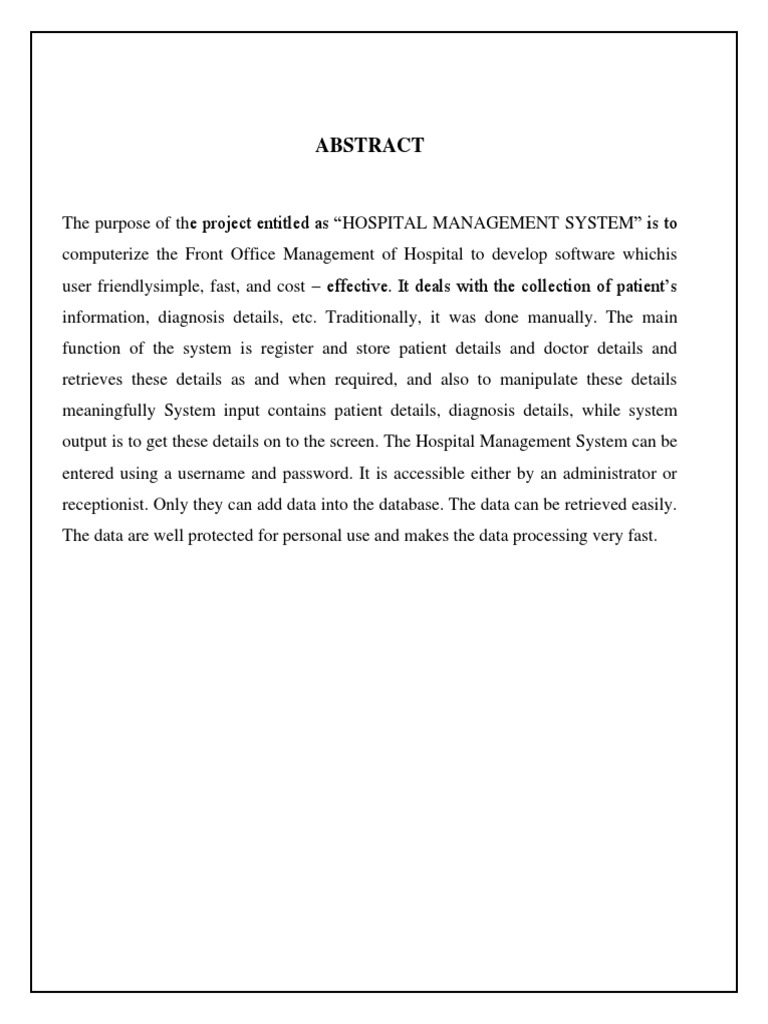 Hospital Management System Project Report Print and Car Rental | PDF | Html | Php