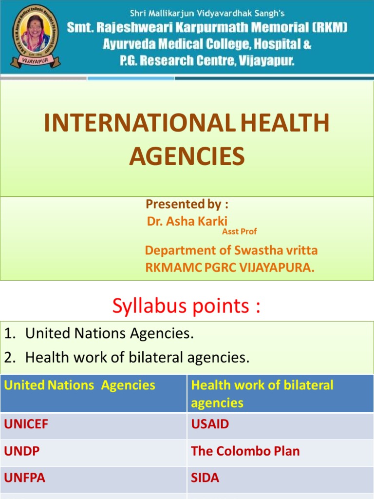 Overview of International Health Agencies | PDF | Social Science