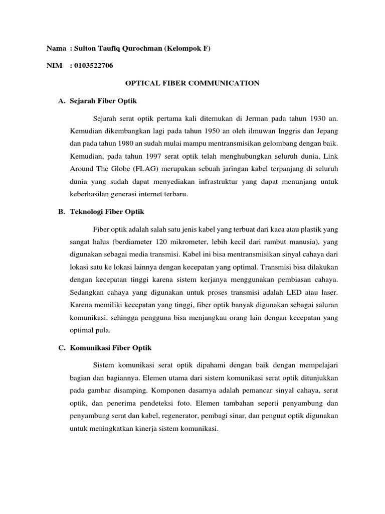 Presentasi3 - Fiber Optic Communication | PDF